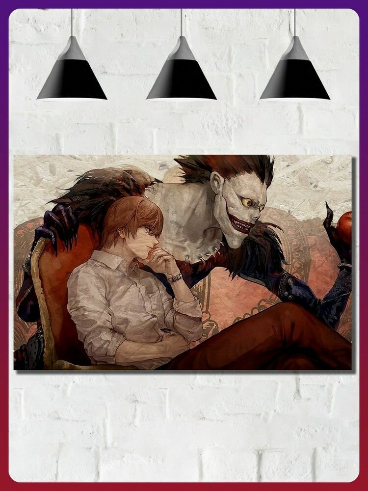Картина интерьерная на рельефной доске Аниме Death Note (Тетрадь Смерти, L, Кира, Рюк, Япония, манга) - 6241277
