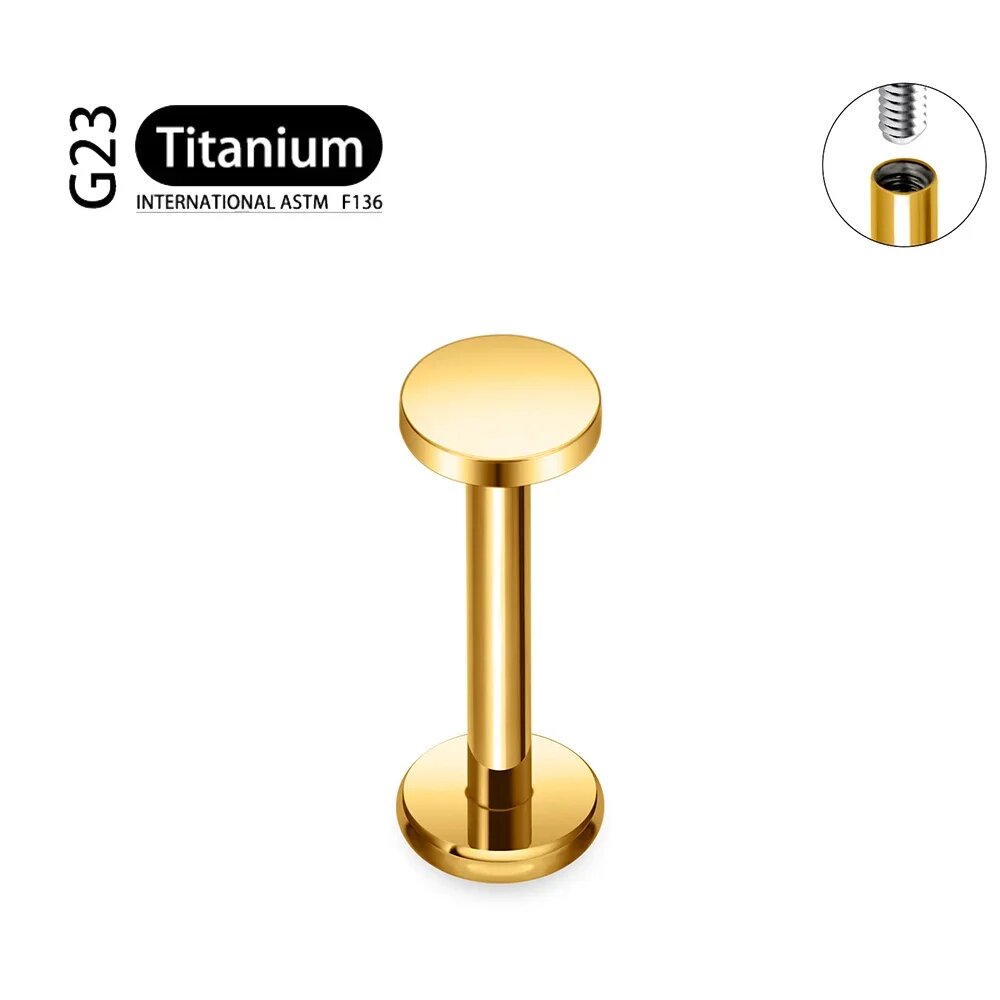 Титановая вставка для пирсинга, Gold 4mm, 1.2x5mm