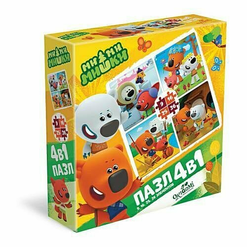 Пазлы 9 дет,16 дет,25 дет,36 деталей. Ми-Ми-Мишки. Времена года (4в1) 07003, (ООО "Оригами")