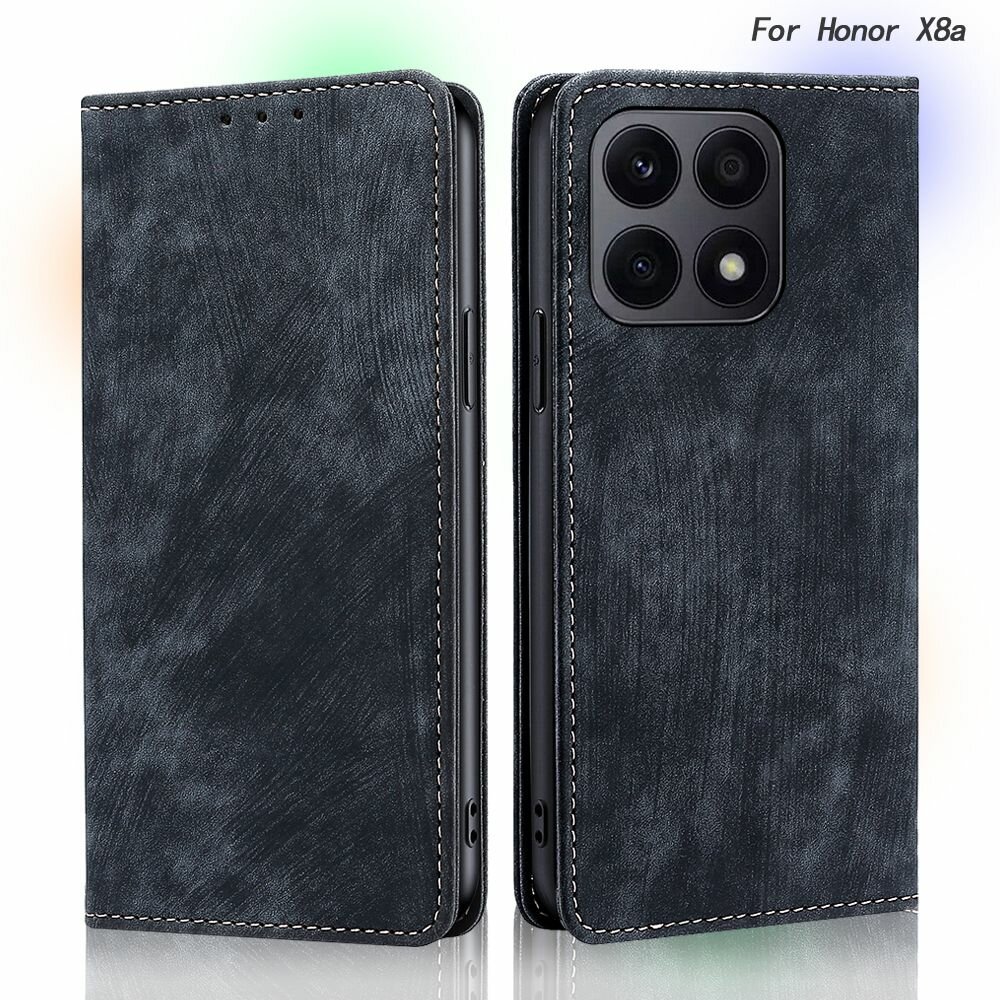 Чехол-книжка подходит на Хонор Икс 8a/ чехол кожи для Honor X8a, Новый, флипом, противоударный, подставка, черный