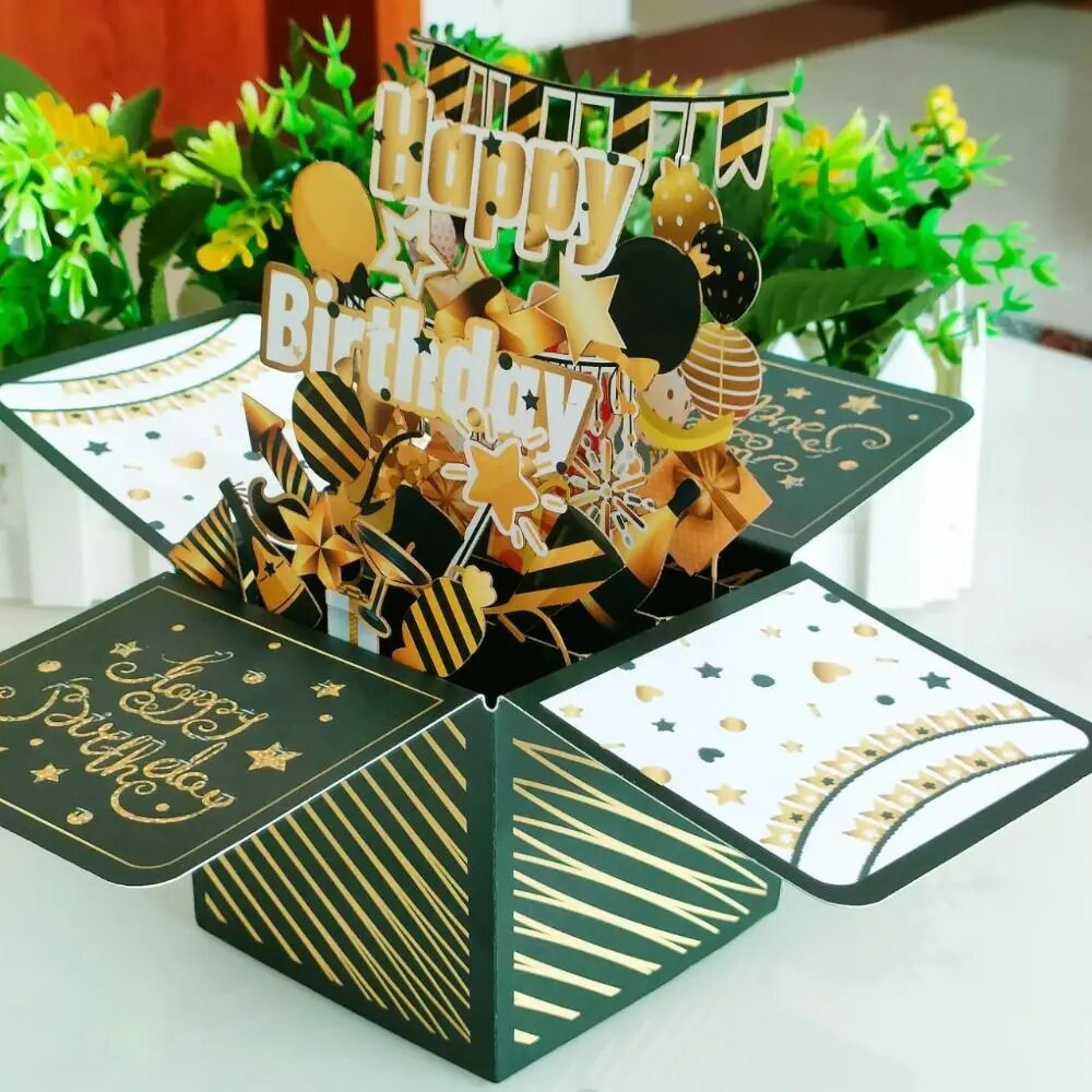 Открытка 3D "Happy Birthday", цвет B6