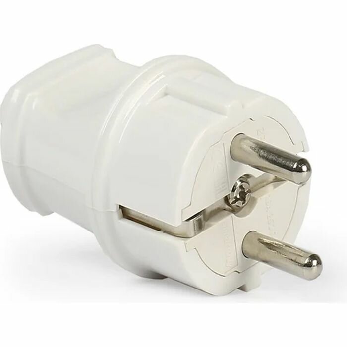 Вилка 16А 250В (АБС-пластик, прямая, белая, земля) SBE-16-P01-w SmartBuy