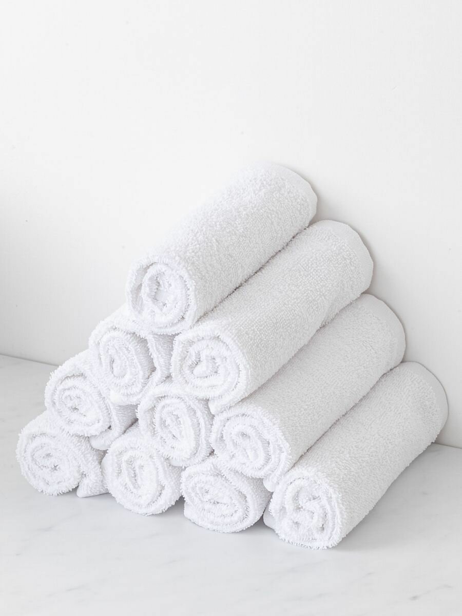 Набор махровых салфеток осибори Sandal "оптима" 30*30 см, цвет - белый, плотность 380 гр. - 10 шт