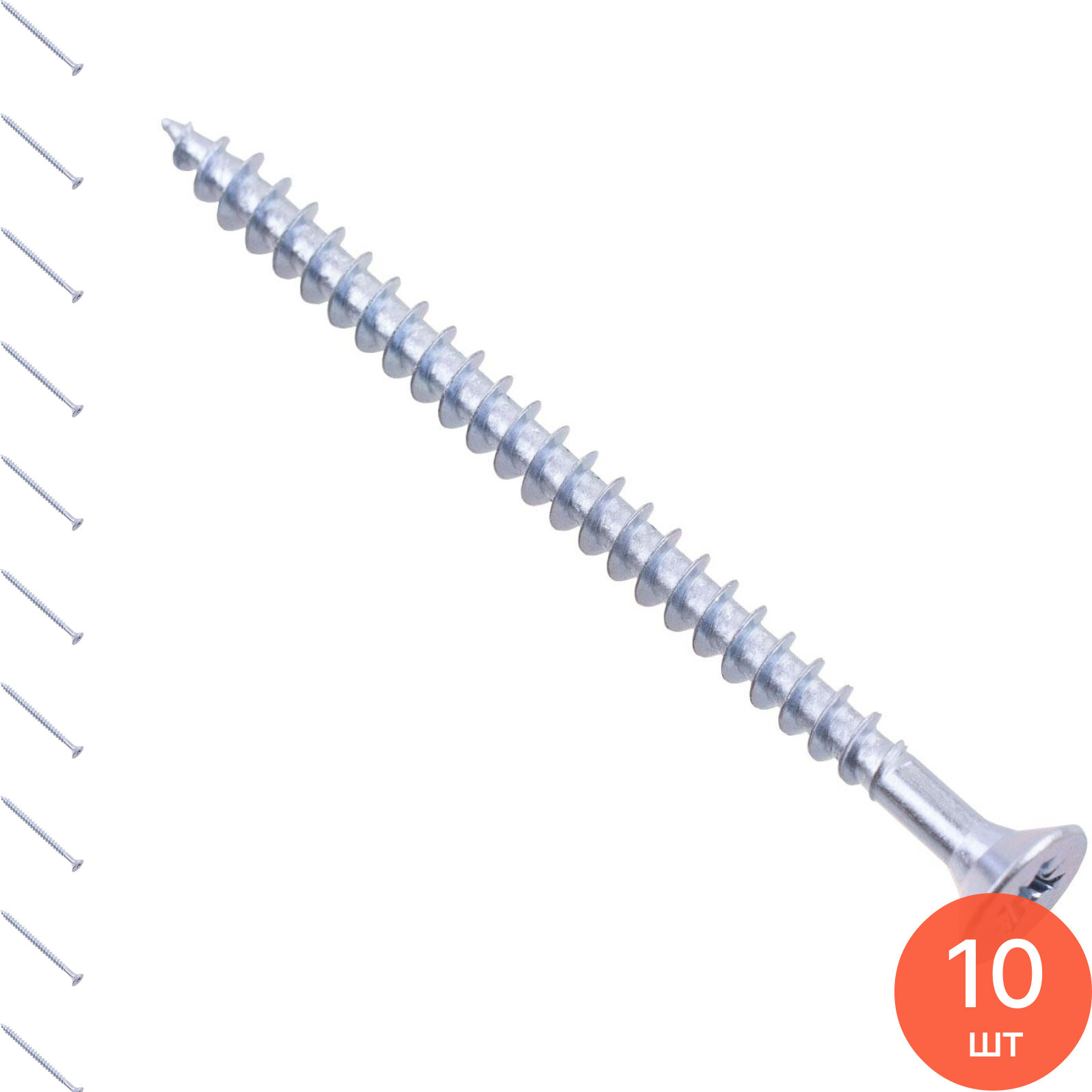 Саморез Стройбат универсальный с полукруглой головкой из оцинкованной стали, серый, 5х70мм, PZ2, 4шт. в упаковке / крепеж (комплект из 10 шт)