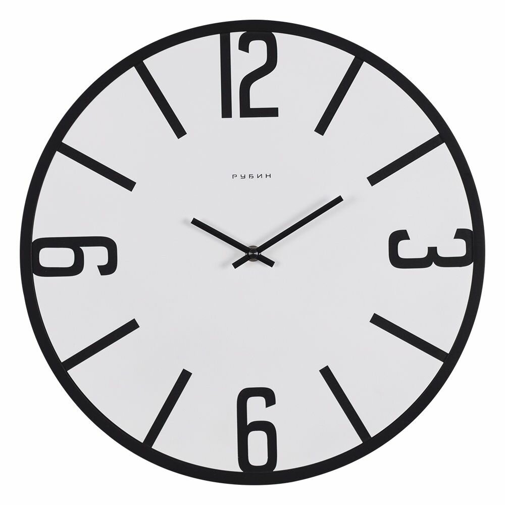 Часы настенные Рубин "Моменты", диаметр 40 см, открытая стрелка, бело-черные, круглые (4013-002)