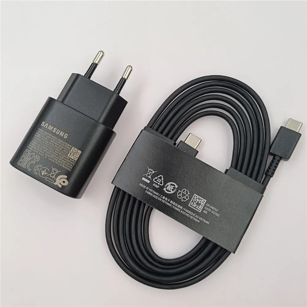 Зарядное Samsung 25W, кабель Type-C 1.8м, Black