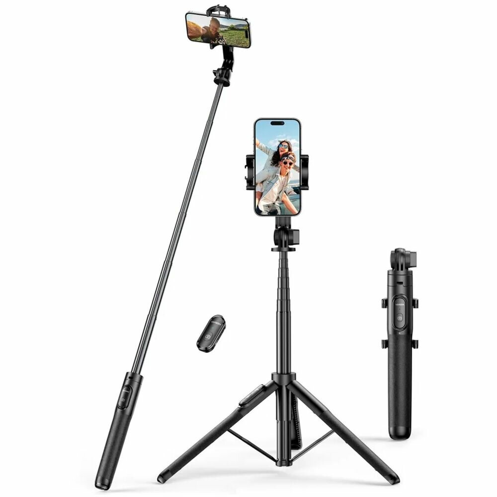 Монопод для селфи Ugreen LP586 (15062) Bluetooth Selfie Stick Tripod, черный