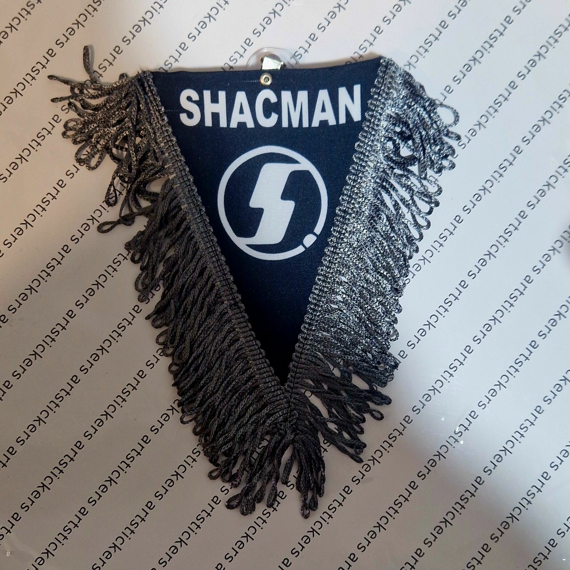 Вымпел Shacman 16х20см, +бахрома 5см, двусторонний на присоске, ткань, аксессуар для авто