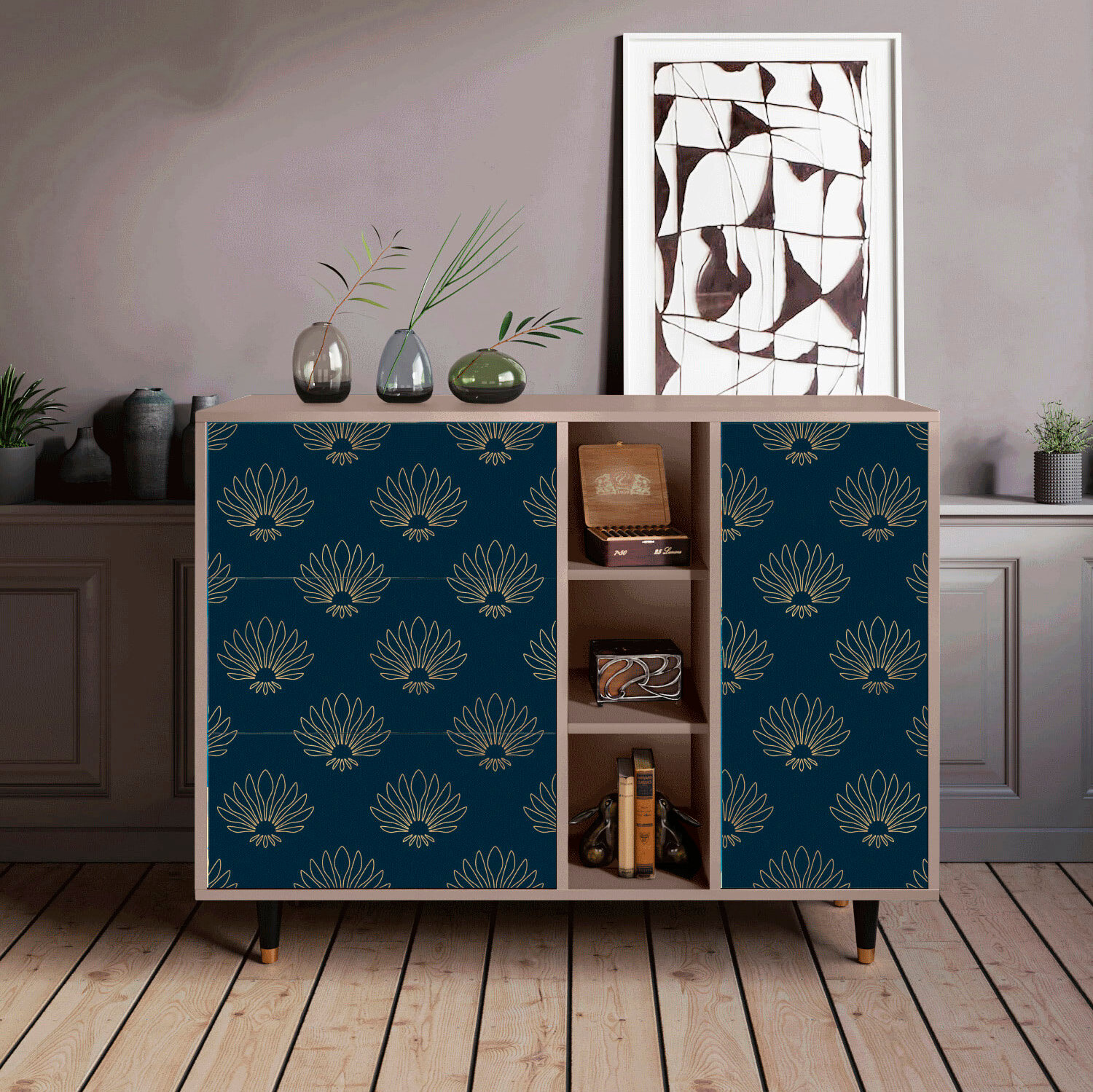 Комод - STORYZ - BS2 Blue Lotus, Разер - 125 x 97 x 48 см , Цвет корпуса - Бежевый