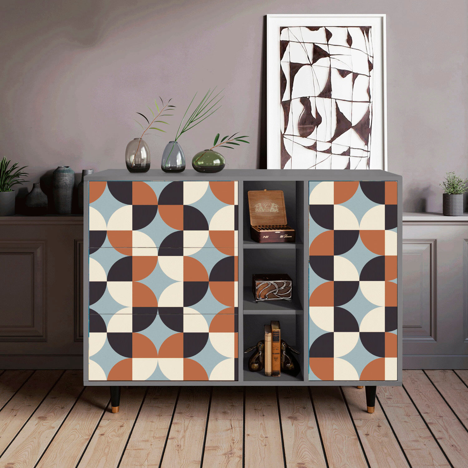 Комод - STORYZ - BS2 Brown Sensation, Разер - 125 x 97 x 48 см , Цвет корпуса - Серый