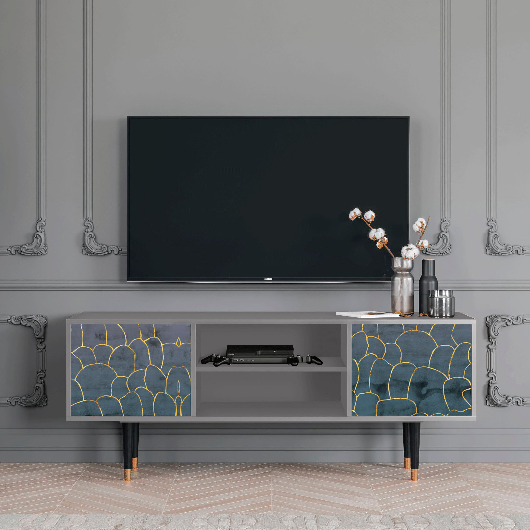ТВ-Тумба - STORYZ - T2 Blue Lagoon, Размер - 170 x 69 x 48 см, Цвет корпуса - , Серый
