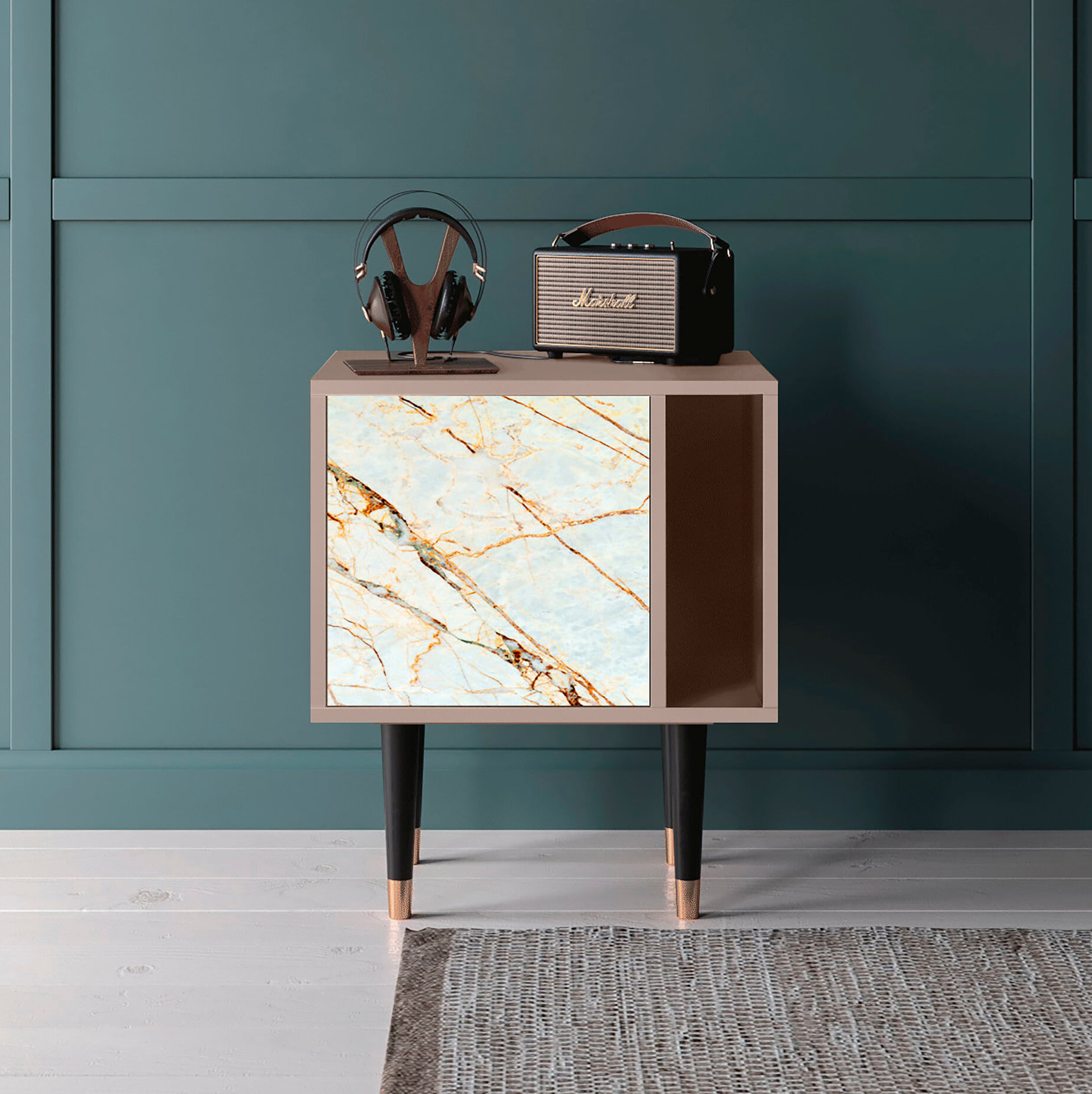 Прикроватная тумба - STORYZ - S2 Sandy Marble, Размер - 58 x 69 x 48 см, Цвет - Бежевый
