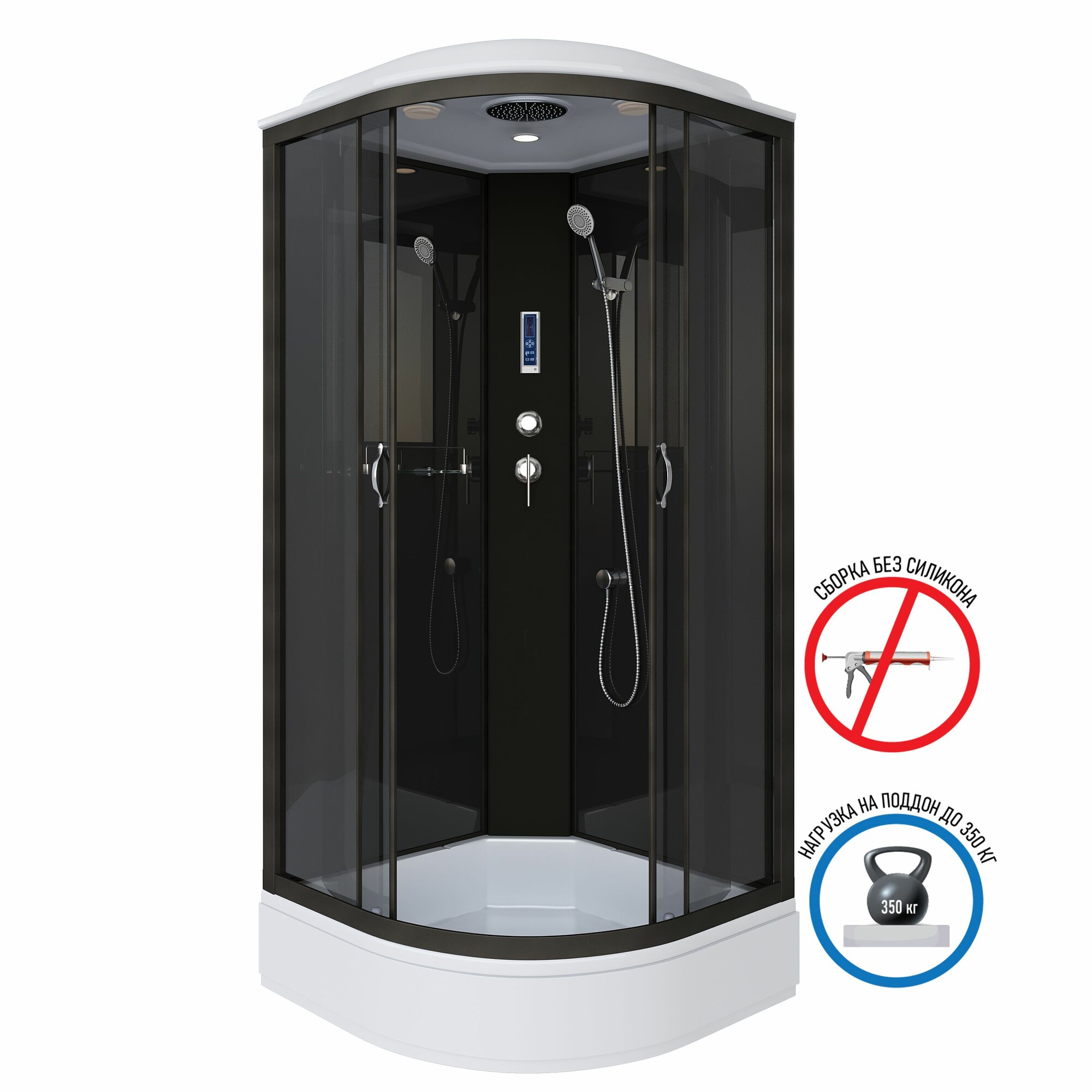 Душевая кабина Niagara Classic NG-6501-14P (90х90х215) средний поддон(26см), черный, стекло тонированное,4 места