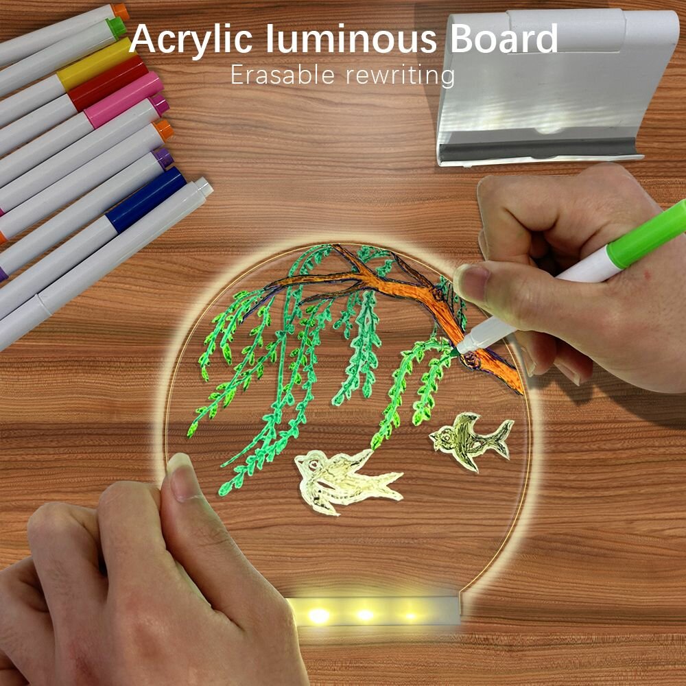 Доска для рисования "Светящийся ночник", 7 карандашей в комплекте