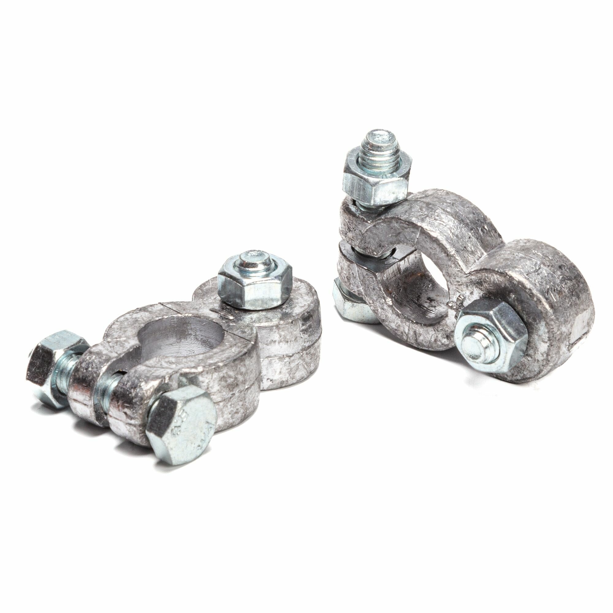 Клеммы АКБ (+/-) свинцовые, болт глухой под гайку М8-М8, для МТЗ, ЮМЗ, ВгТЗ, ПТЗ ХТЗ арт 32001AE АвтоЭлектрика