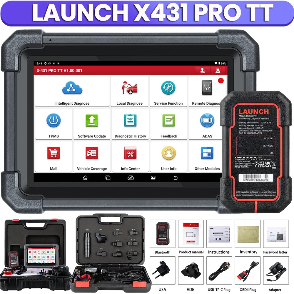LAUNCH X431 PRO TT V5.0 Автомобильные диагностические инструменты DBScar VII VCI CAN FD Автоматический сканер OBD2 37+ Сброс кодирования ЭБУ Двунаправленный X431 V RU EU UK Version