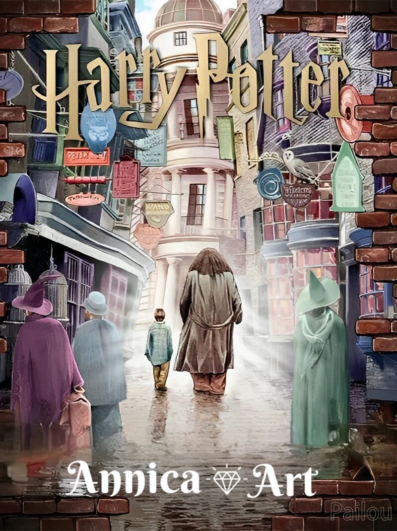 Алмазная мозаика на подрамнике "Гарри Поттер" круглые бриллианты 40х50см