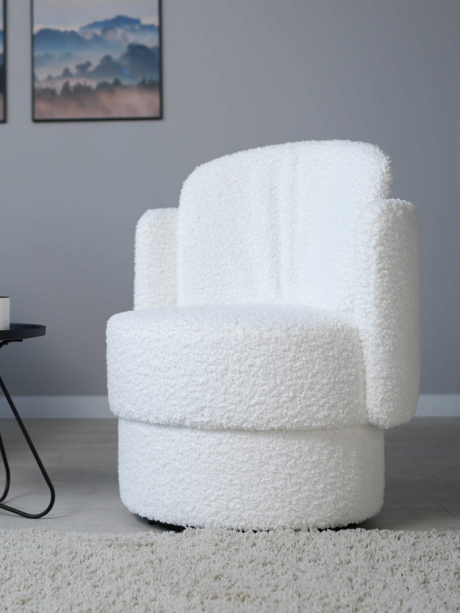 Кресло крутящееся для дома Лила Люкс Мерино 01 (молочный) Твой Диван