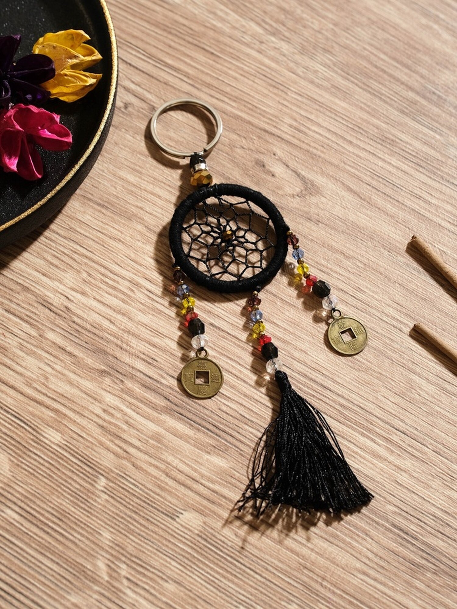 Брелок Сима-ленд «Ловец снов», Indonesian style. Decor, фигурный, черный, 4 x 15 см