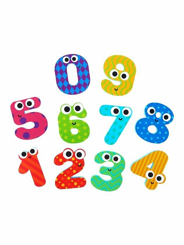 Стикеры для ванны "Цифры", фигурки-игрушки EVA, наклейки - присоски многоразовые для игры в ванной, развивающая игра для детей, 10 мягких игрушек