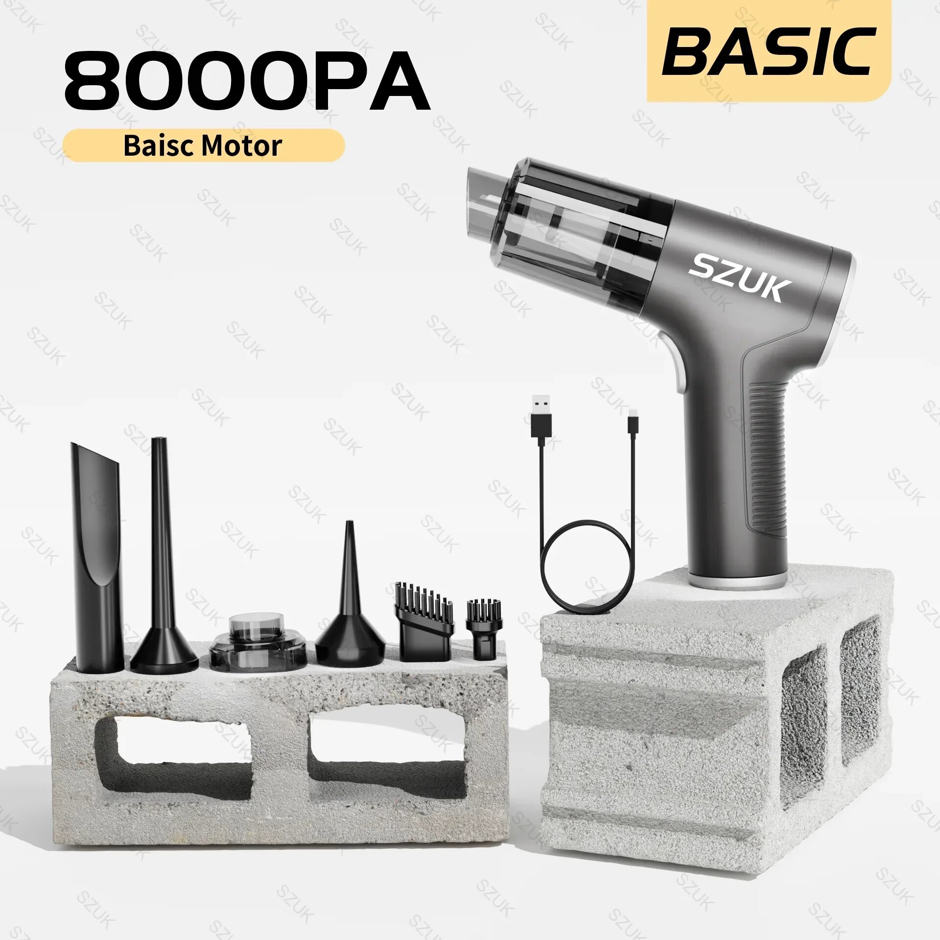 Автомобильный пылесос SZUK 17000PA: миниатюрный, мощный, с сильным всасыванием, ручной, Basic