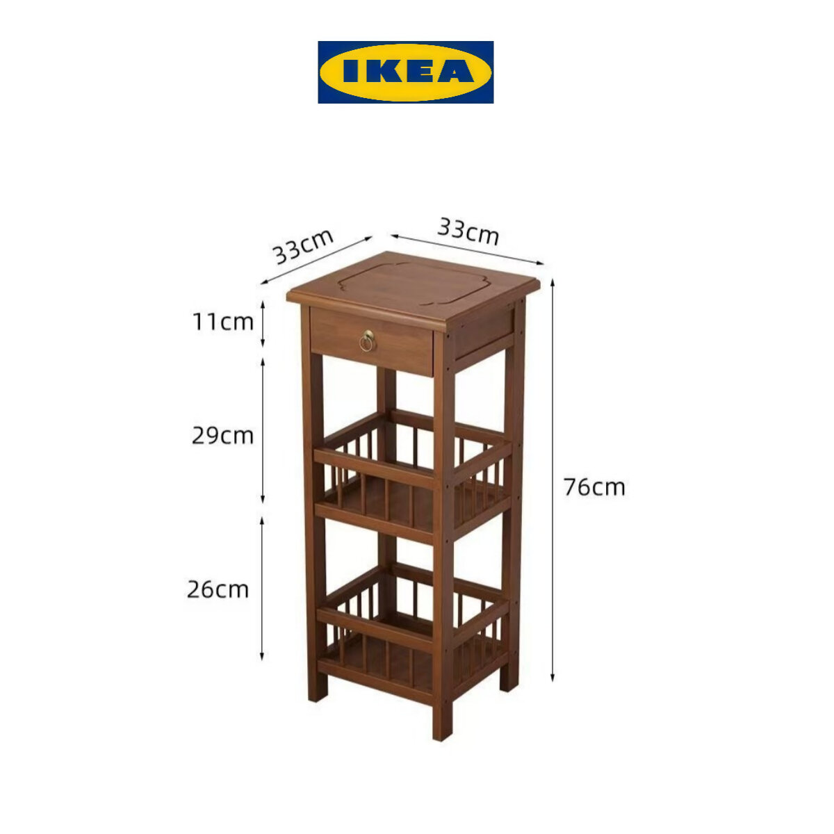 IKEA Приставной столикКитайский ретро-стиль, 33х33х76 см，с ящиком