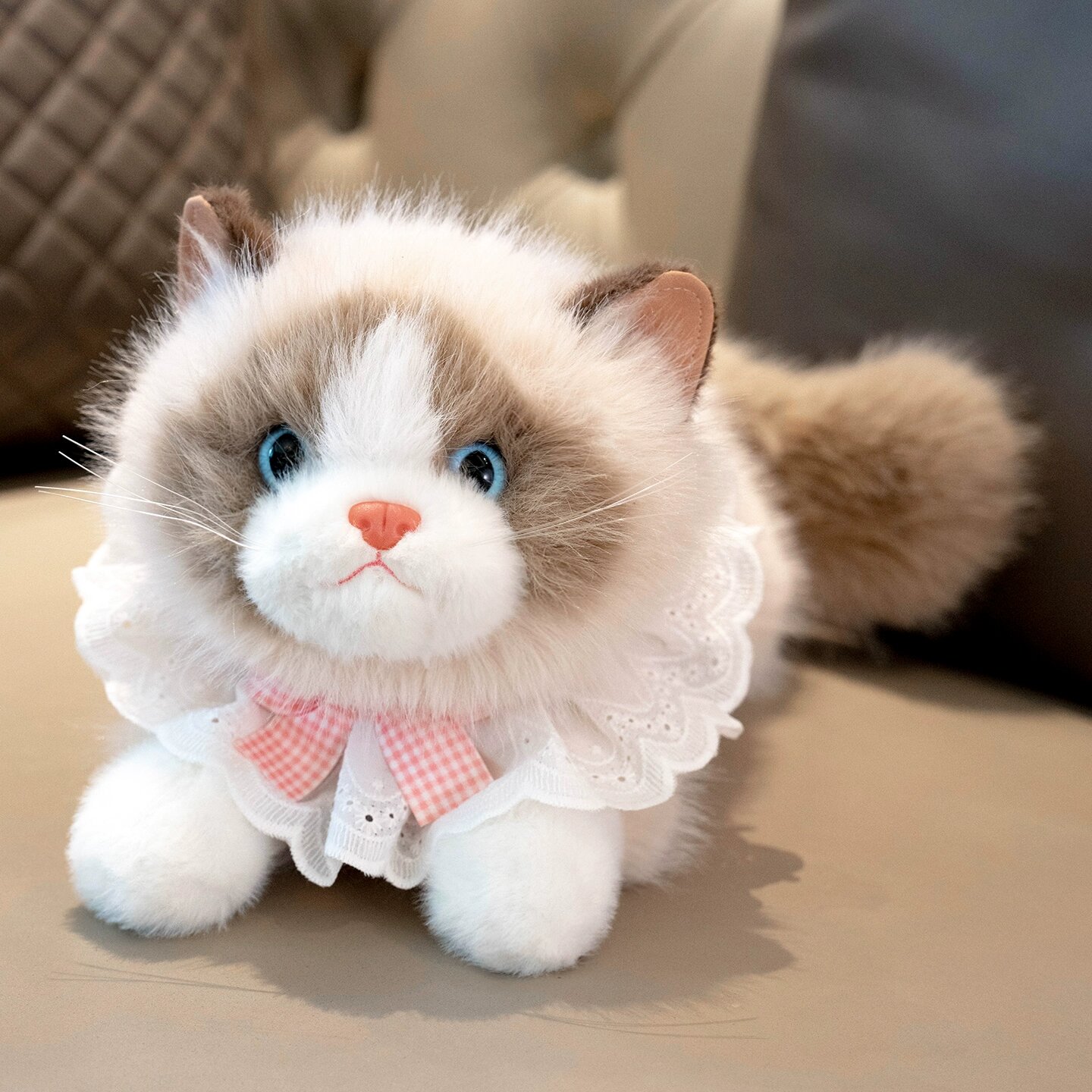 Мягкая игрушка-кошка Рэгдолл, плюшевый котенок для девочек, для сна на кровати, кукла-компаньон для сна, подарок