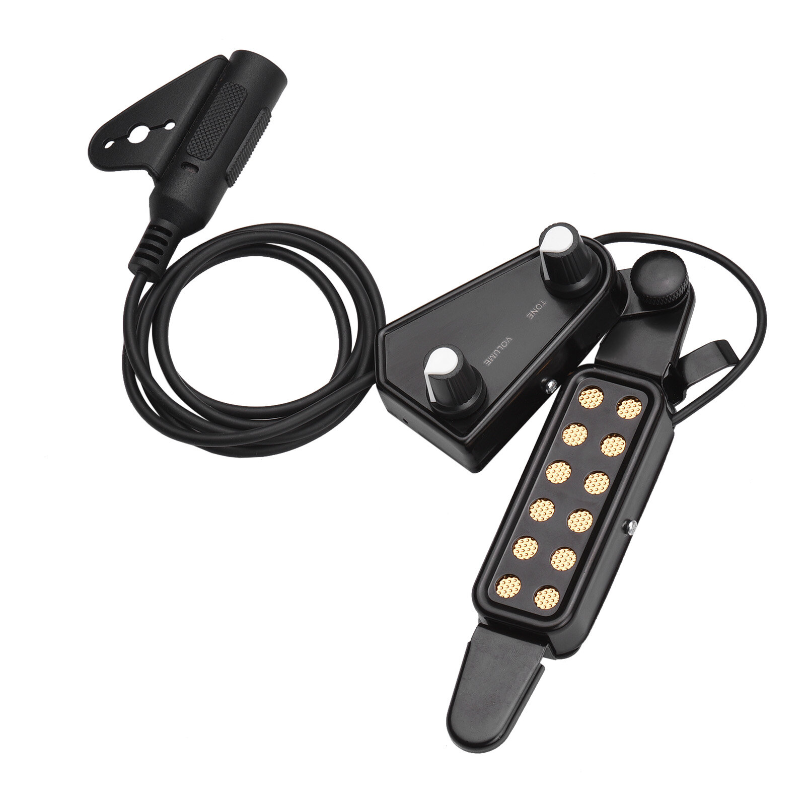 Акустическая гитарная звукоснимательная система с магнитным пассивным звукоснимателем в резонаторном отверстии, регуляторами тембра и громкости, разъемом 6.35 мм