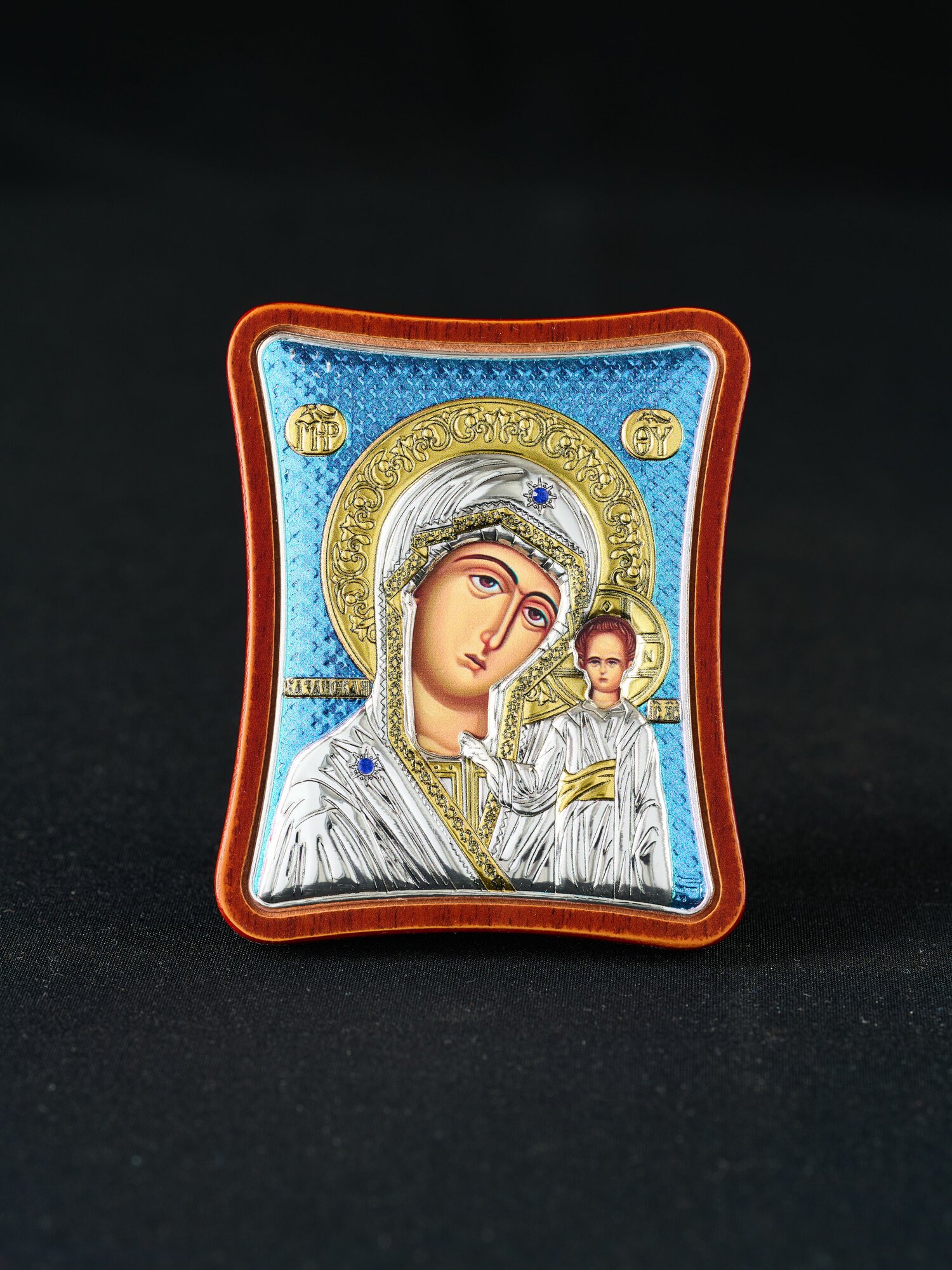 Серебряная икона Богородица Казанская Греческая Фигурная