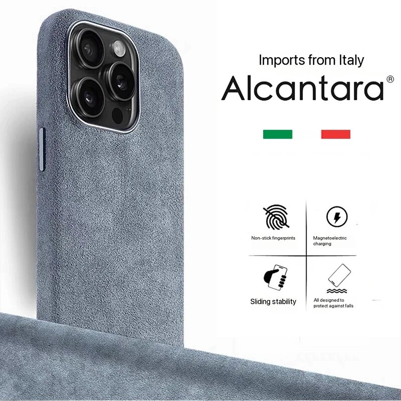 Чехол Alcantara для iPhone 17 Pro Max, серый
