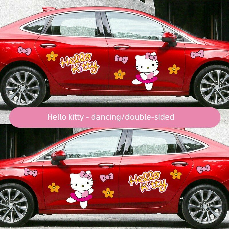 Наклейка Hello Kitty танцующая для обоих боковых окон - виниловая наклейка