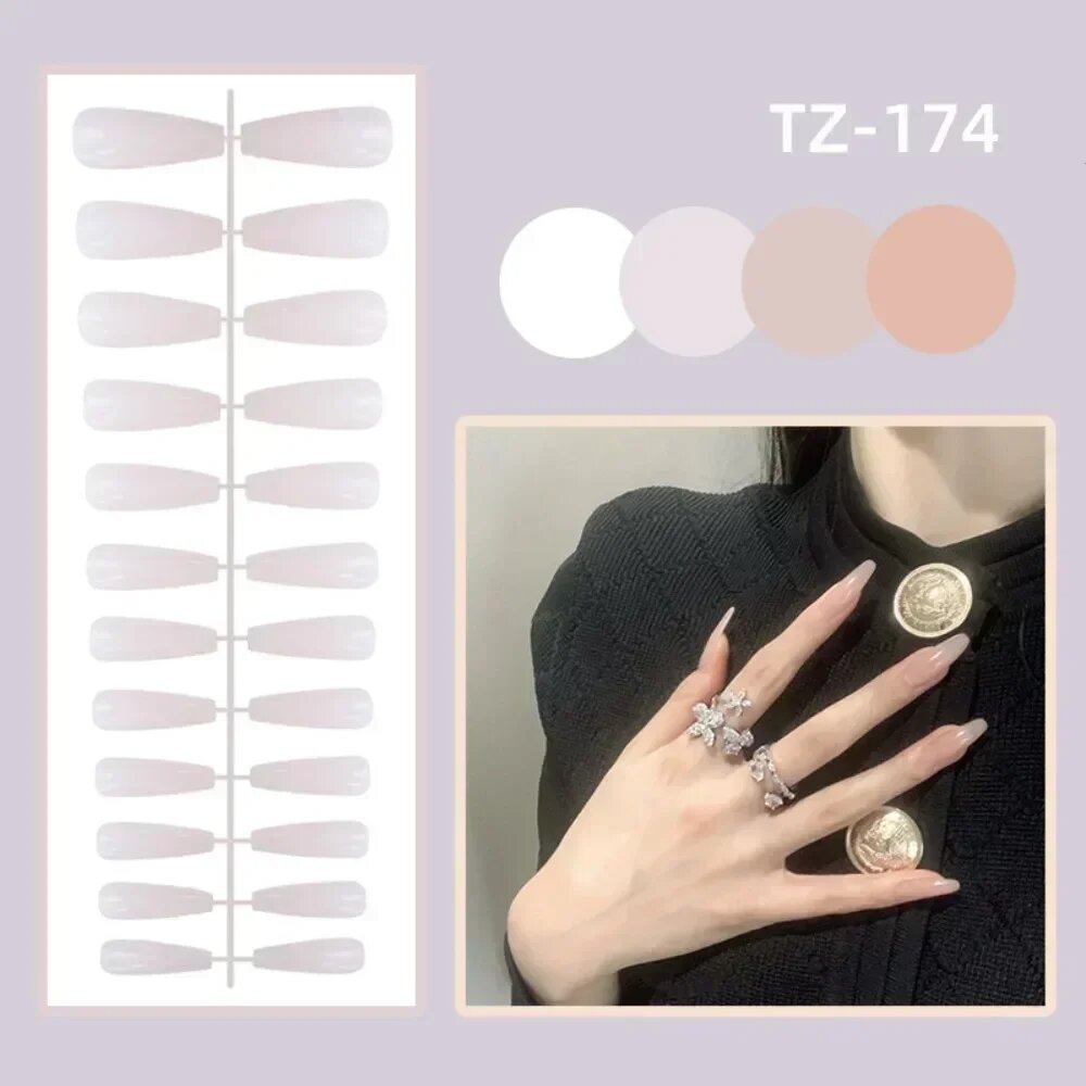 Яркие длинные балетные накладные ногти 24 шт.