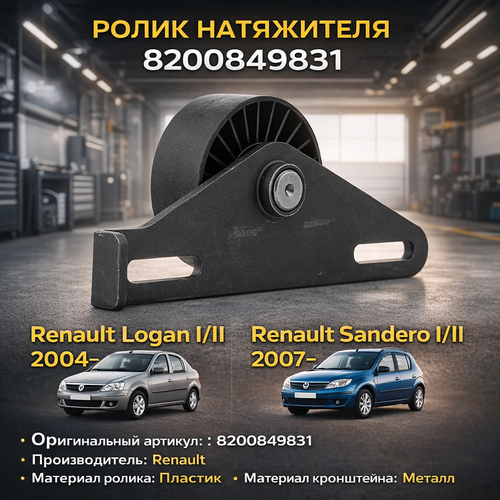 Ролик натяжителя 8200849831 Renault Logan I/II 2004–, Sandero I/II 2007–