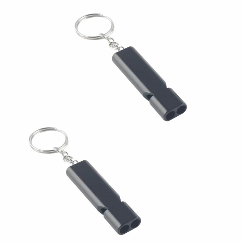 2 плоских металлических двухтрубных высокочастотных свистка для выживания-черный
