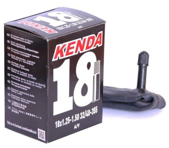 Камера велосипедная Kenda 18" авто ниппель "узкая" 1.25-1.50 (32/40-355) для складных вело
