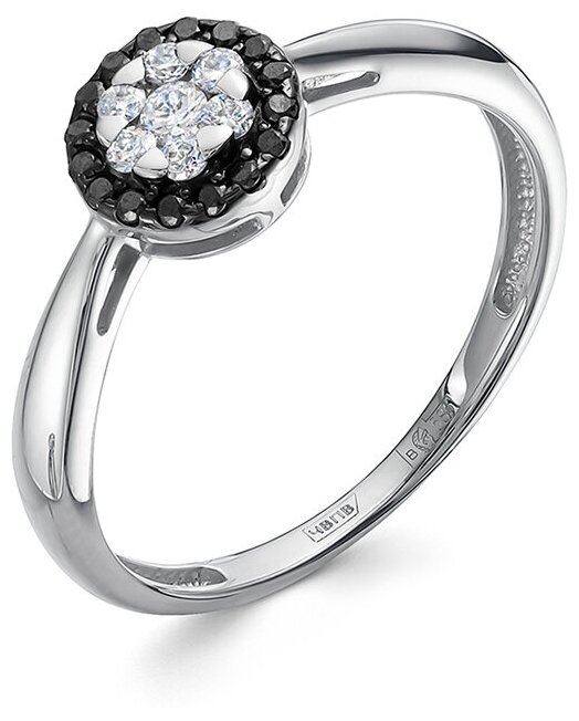 Кольцо, белое золото, 585 проба, родирование, бриллиант