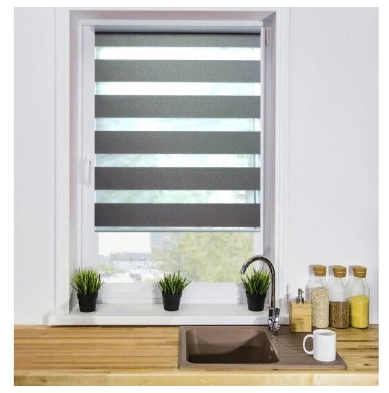 Рулонная штора LM Decor День-Ночь Сити 60-03 графитовый серый, 48х160 см (6003048 LD)