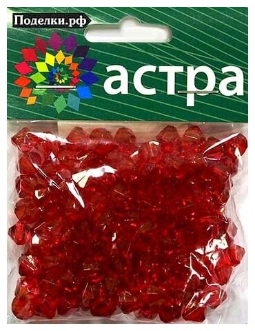 Акриловые бусины биконусы 0006780 красные прозрачные 8 мм 25 г (7), цена за 1 уп.