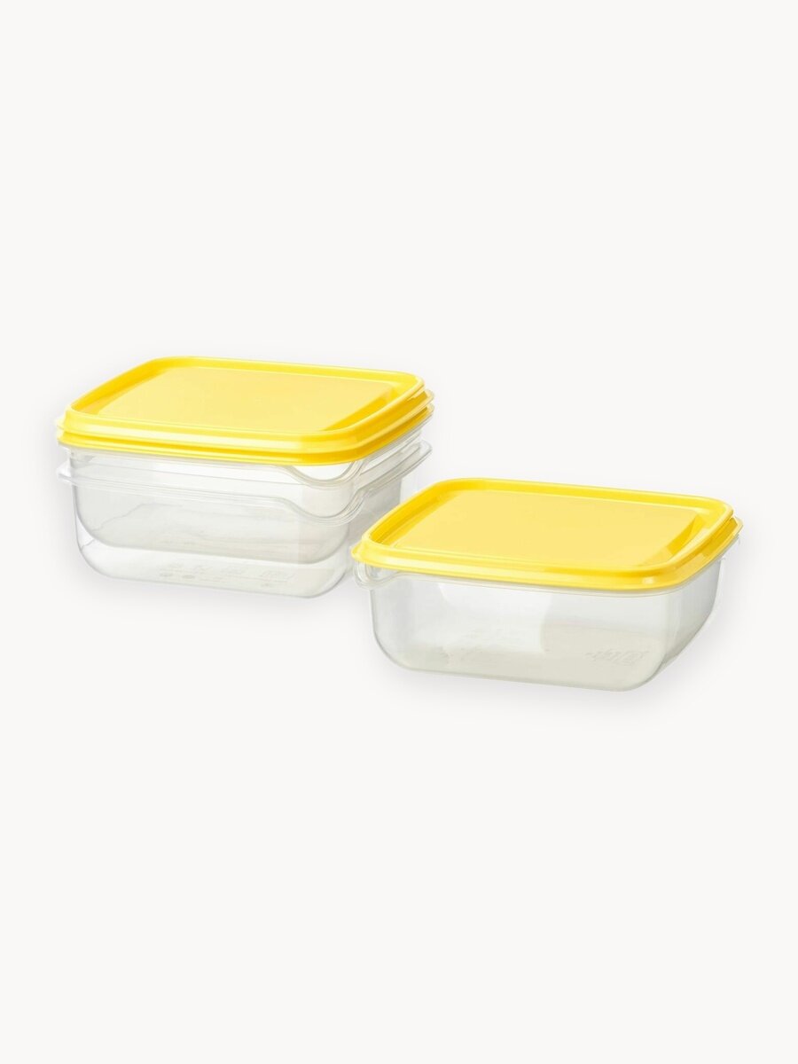 PRUTA Набор контейнеров икеа, прозрачный/желтый 3 шт/0.6 л (80351013)