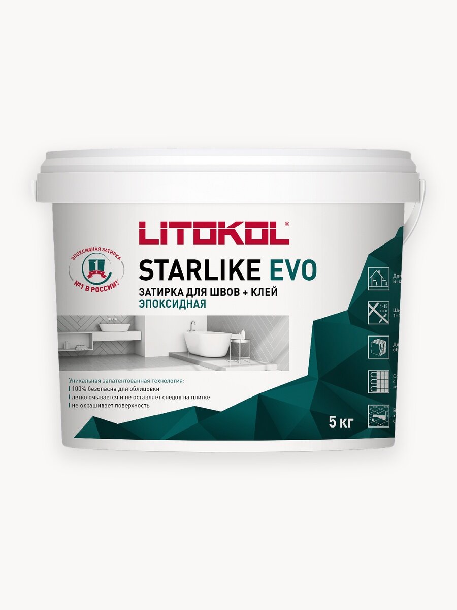 Эпоксидная затирочная смесь LITOKOL STARLIKE EVO S.105 BIANCO TITANIO, 5 кг