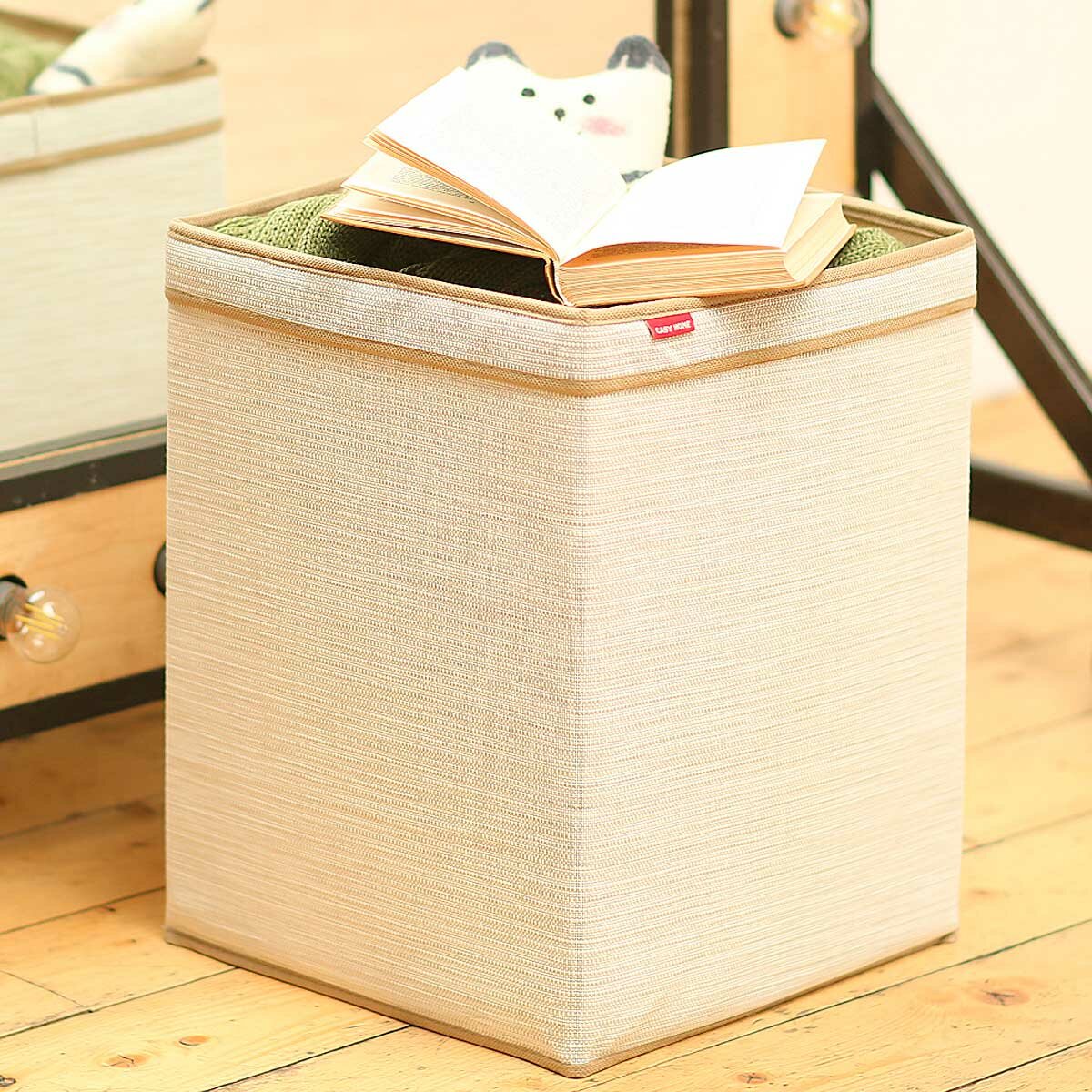 Корзина для хранения с ручками Casy Home 32x32x41см, цвет бежевый