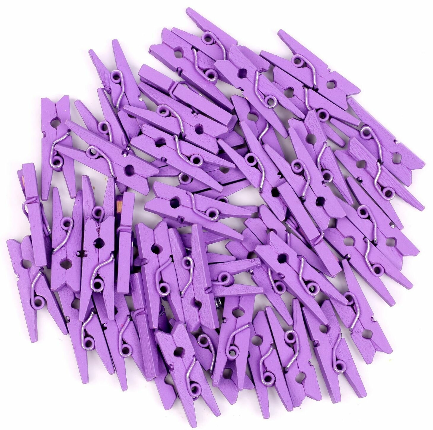 Набор деревянных прищепок для декора, материалы для творчества и рукоделия, 50 шт, фиолетовые - 2,5 см