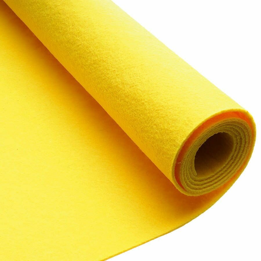 Фетр однотонный твердый 2 мм в рулоне 100 х 100 см, светло-желтый С55, плотность 280 г/м2