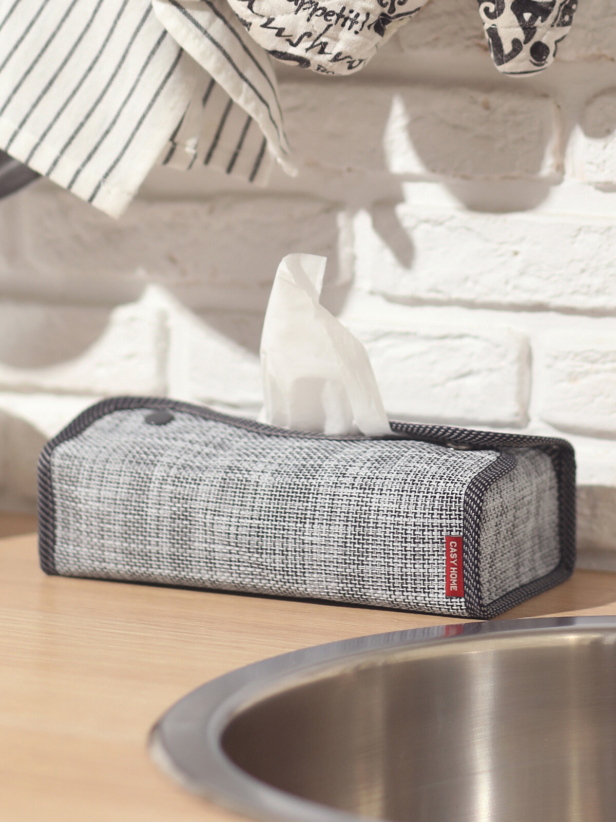 Салфетница "Casy Home" NB-023, полиэстер, 24 x 12 x 6 см, серая