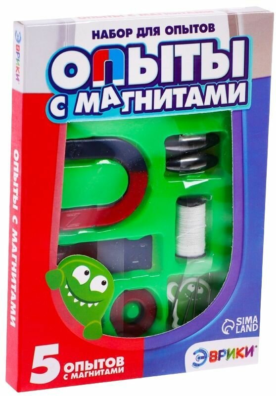 Набор для проведения экспериментов "Опыты с магнитами, 5 опытов", изучаем магнитные свойства, физика для детей в домашних условиях