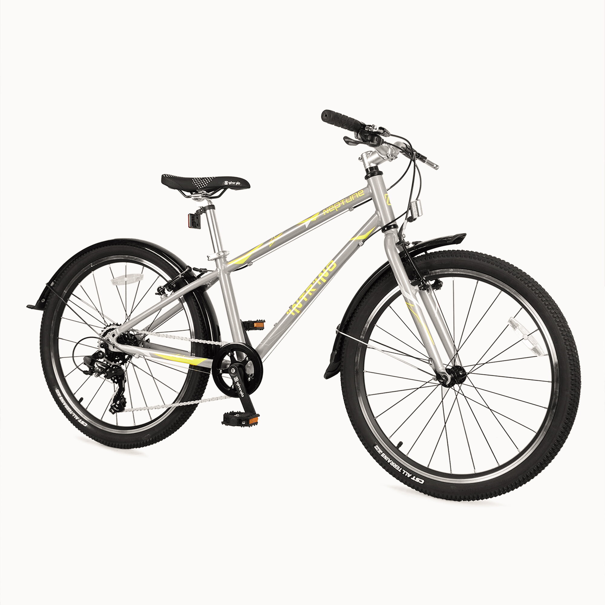 Велосипед детский от 7 лет Intrino Neptune 24, легкий 8.5 кг алюминиевая рама серебристый 7 скоростей