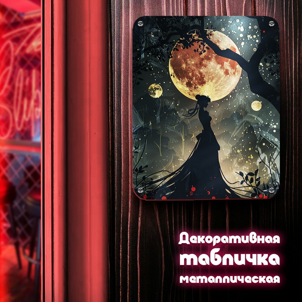 Табличка металлическая 24*30 вертикальная аниме Сэйлор Мун (Принцесса, сказка, луна, ночь) - 3115