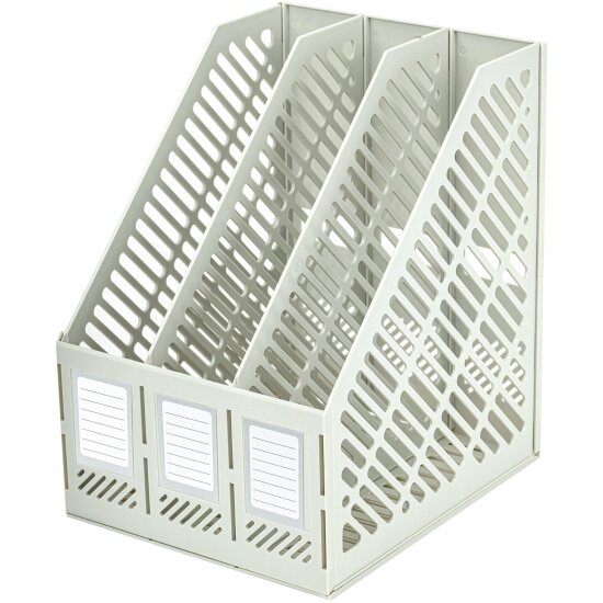 Лоток вертикальный Brauberg для бумаг "Office-Expert", 215 мм, 3 отделения, сборный, серый, 238018