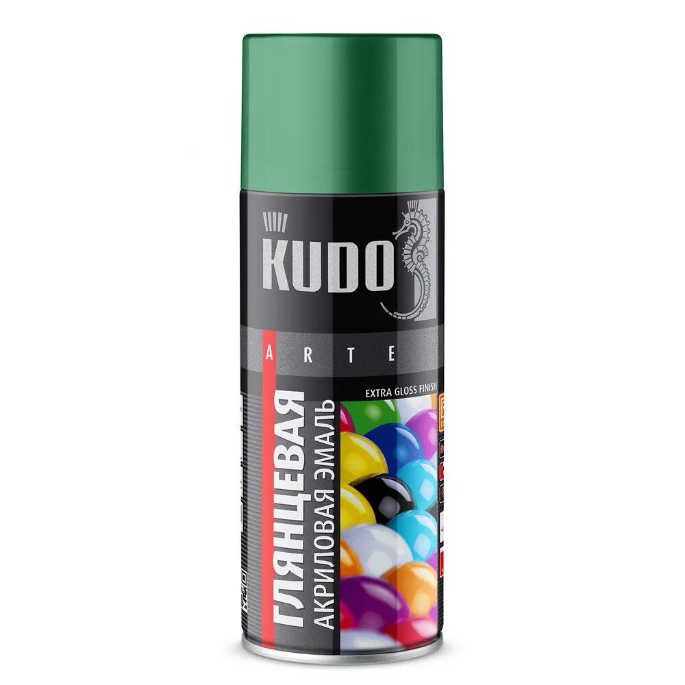 Акриловая краска эмаль высокоглянцевая Extra gloss finish KUDO KU-A6024 RAL 6024 светло-зеленая