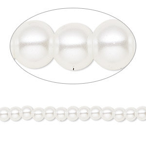 Бусина стеклянная, 4-4.5мм, жемчуг искусственный, белый, 100 шт, низка